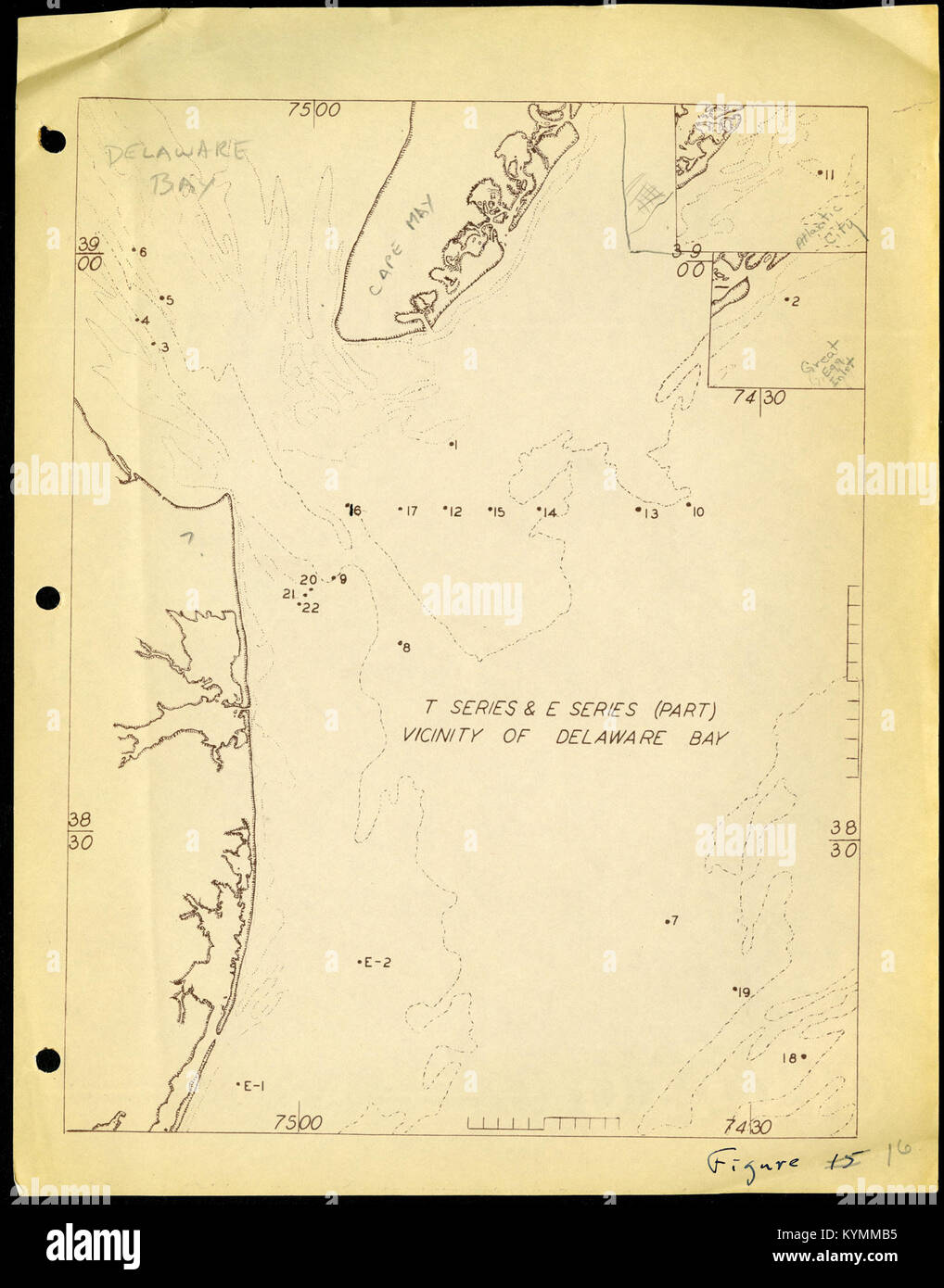 A historical map depicting the Delaware Bay area near Cape May ...