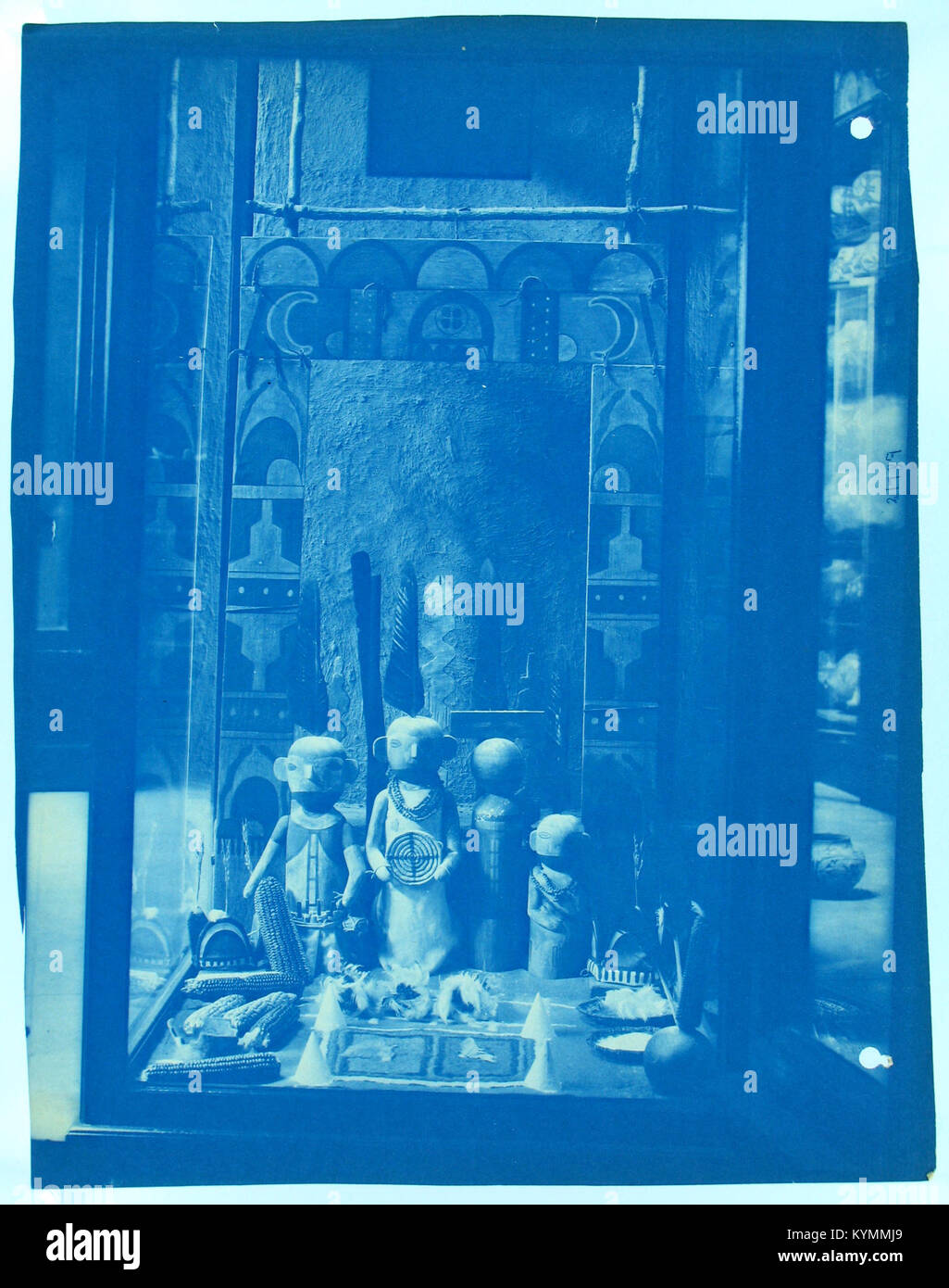 A historic artifact photograph showing a religious altar ...