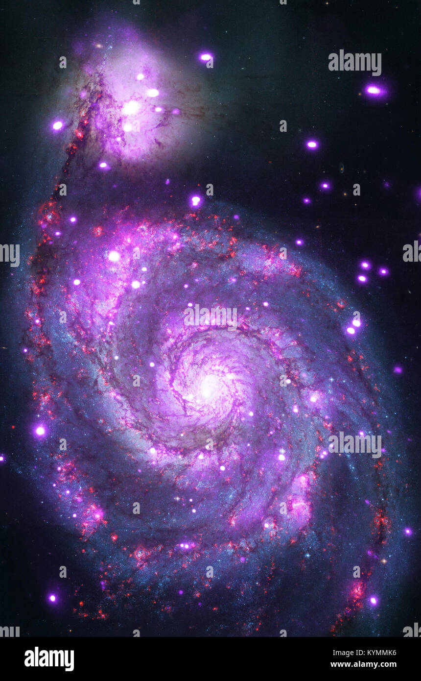 An X-ray image of the Whirlpool Galaxy (M51) captured by the Chandra X ...