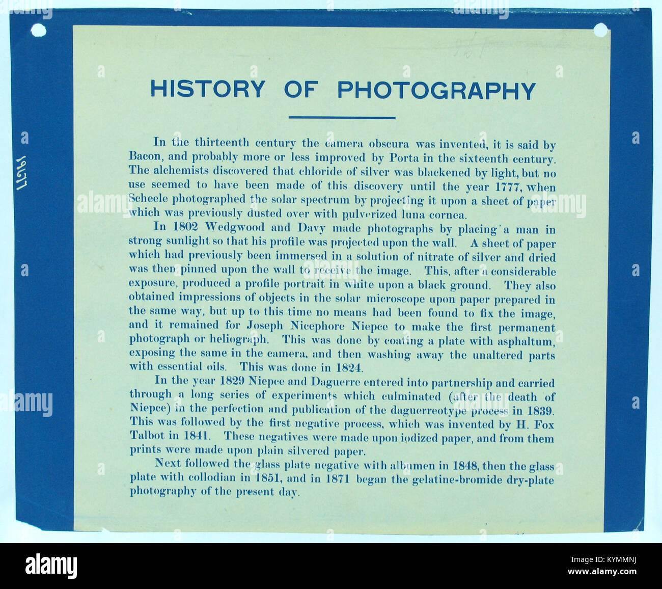 A historic photograph illustrating the early techniques of photography ...