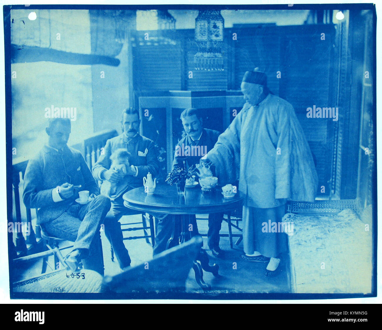 Illustration of English men drinking Chinese tea, capturing the ...