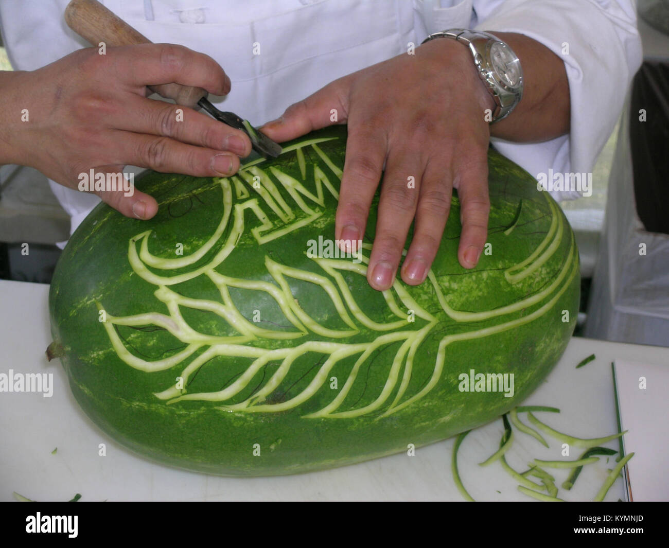 Photograph showcasing a melon carving on display at the Smithsonian ...