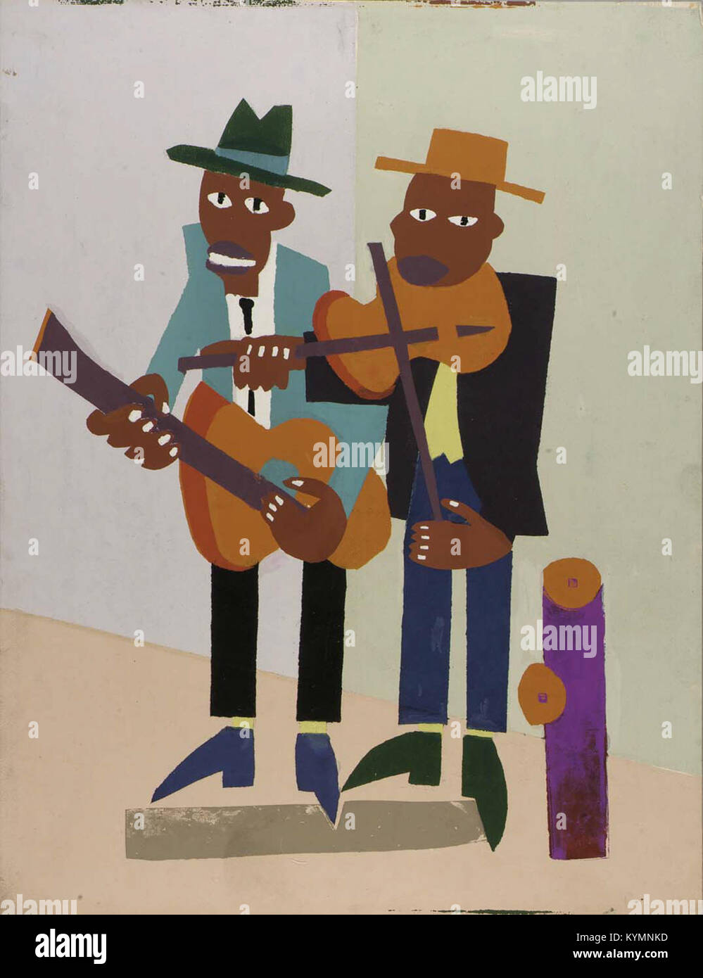 Photograph of street musicians performing in a public space, capturing ...