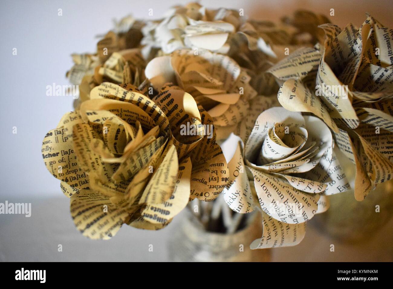 Newspaper paper flower Stock Photo - Alamy