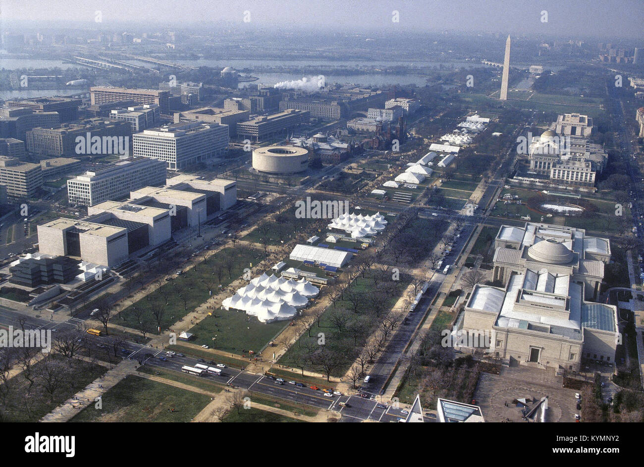 Aerial view of the National Mall during the William J. Clinton ...