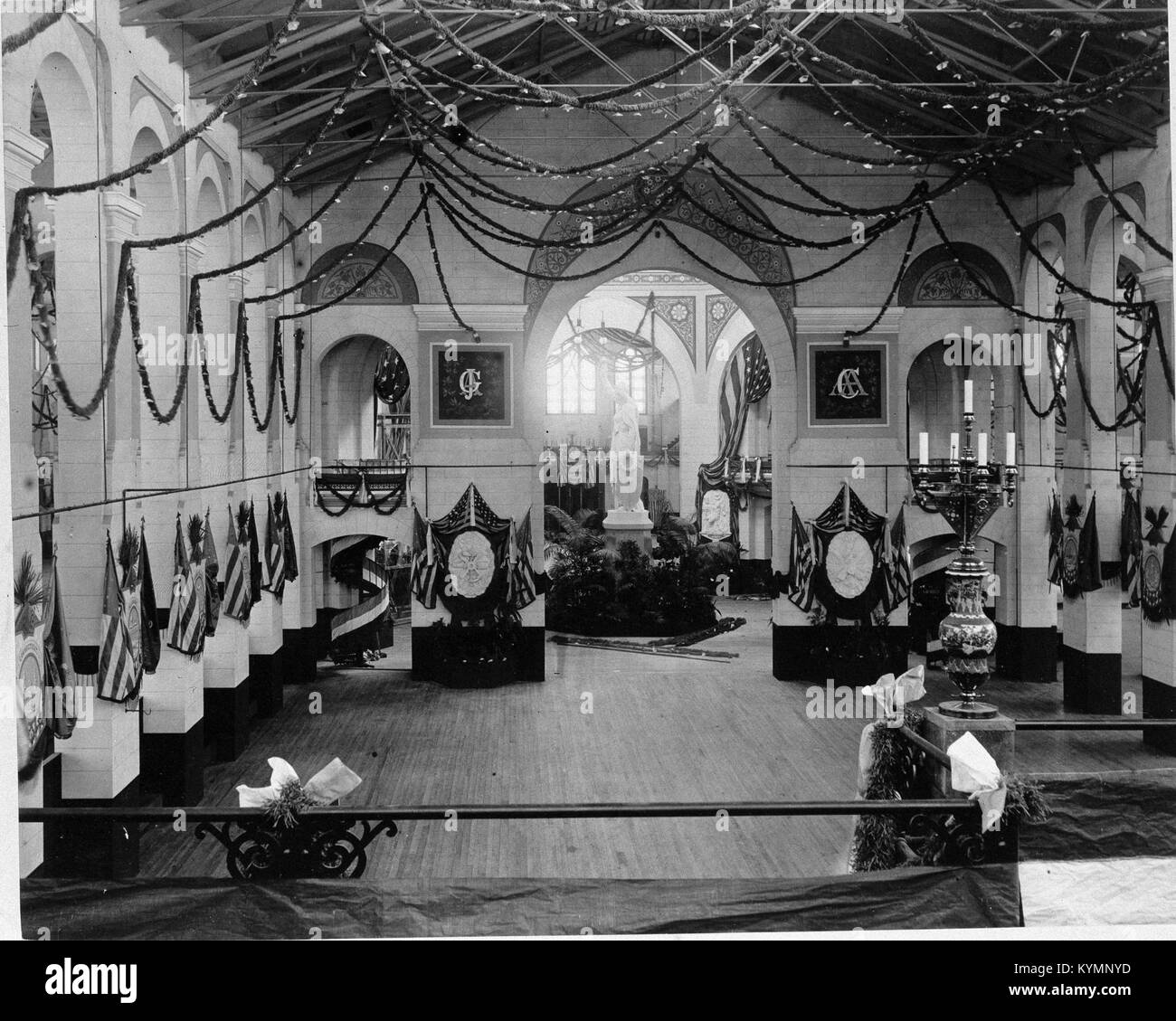 Photograph of the U.S. National Museum's grand hall adorned for the ...