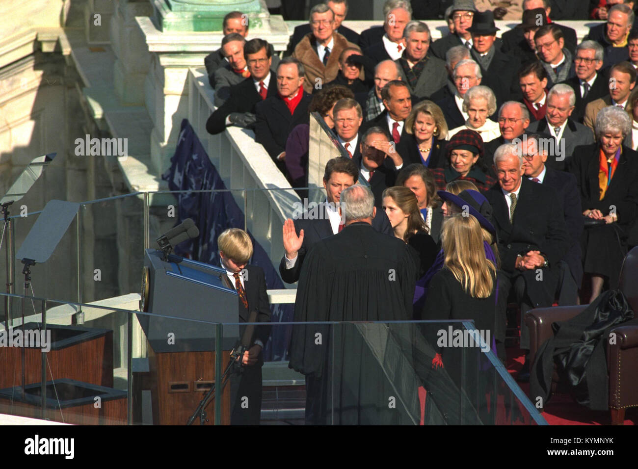 Photograph of the 1993 inauguration of Bill Clinton, featuring the ...
