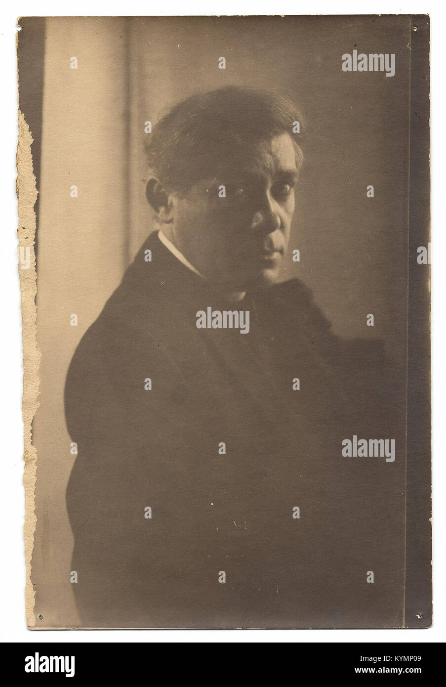 A portrait of artist Abraham Walkowitz, captured in black and white ...