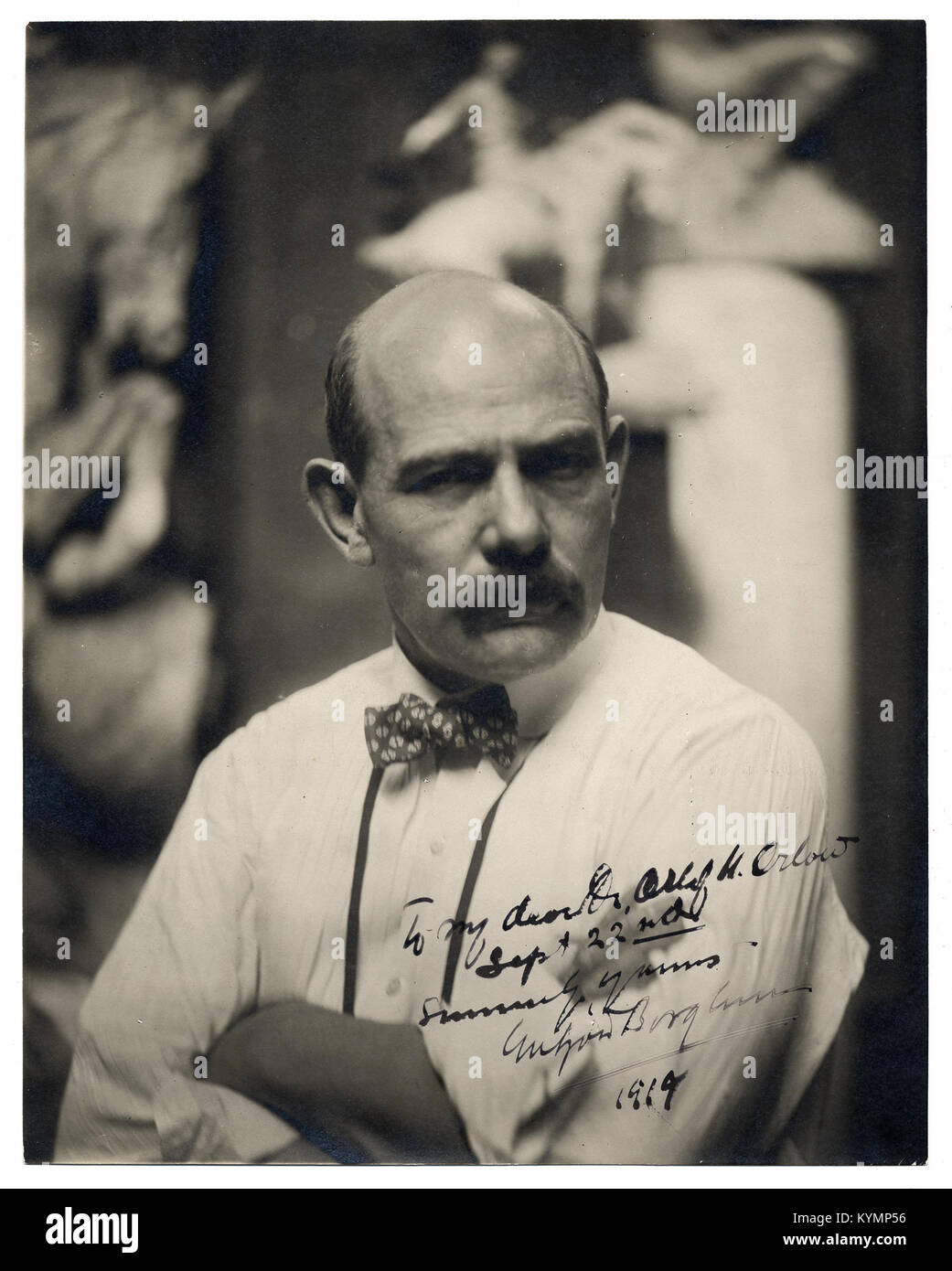 A portrait of Gutzon Borglum, the American sculptor best known for his ...