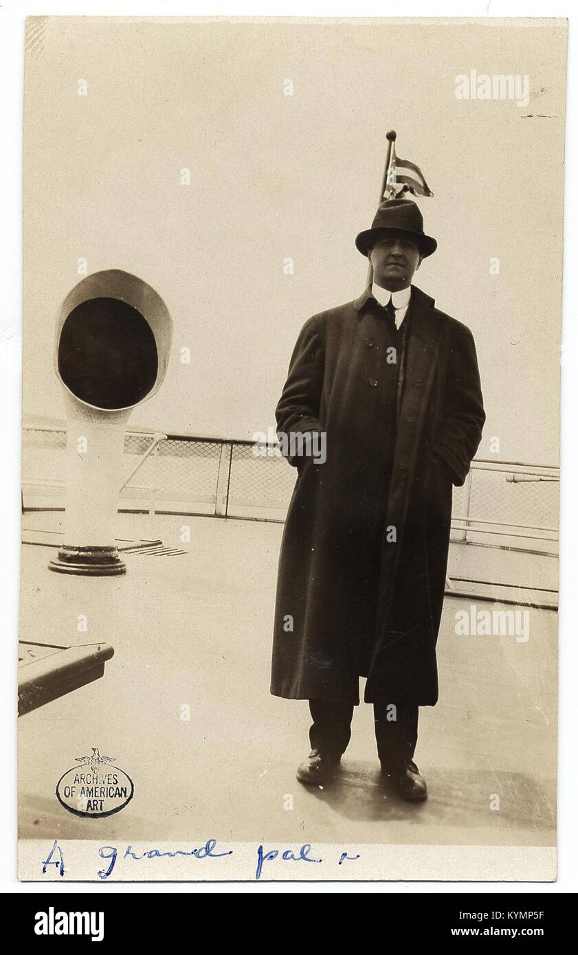 A photograph of Alfred Lenz on the deck of a ship, possibly in a ...
