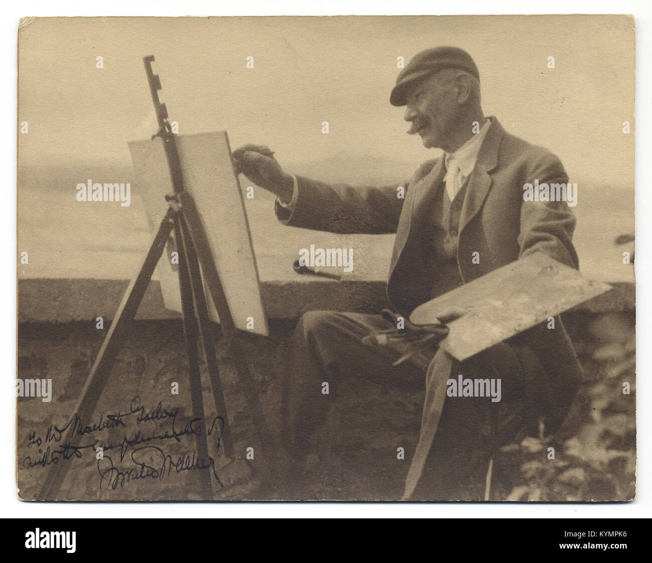 A historic oil painting by Horatio Walker from 1920, featuring a man in ...