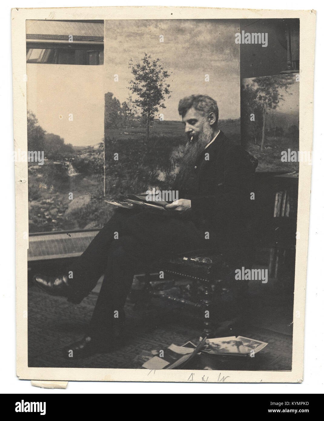 A portrait of Alexander H. Wyant, an artist known for his landscape ...