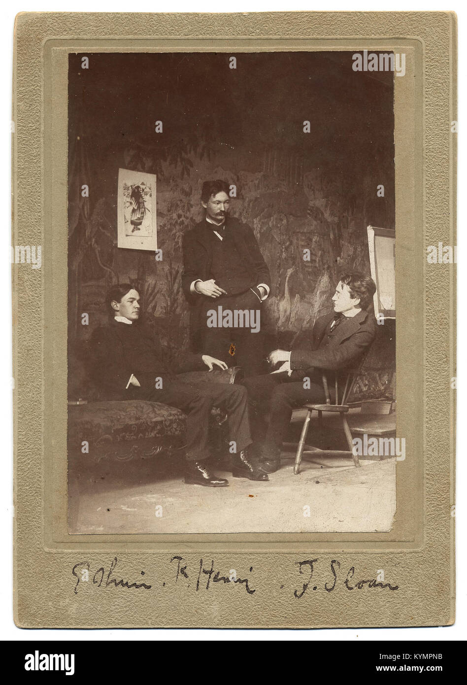 A historical image capturing artists Everett Shinn, Robert Henri, and ...