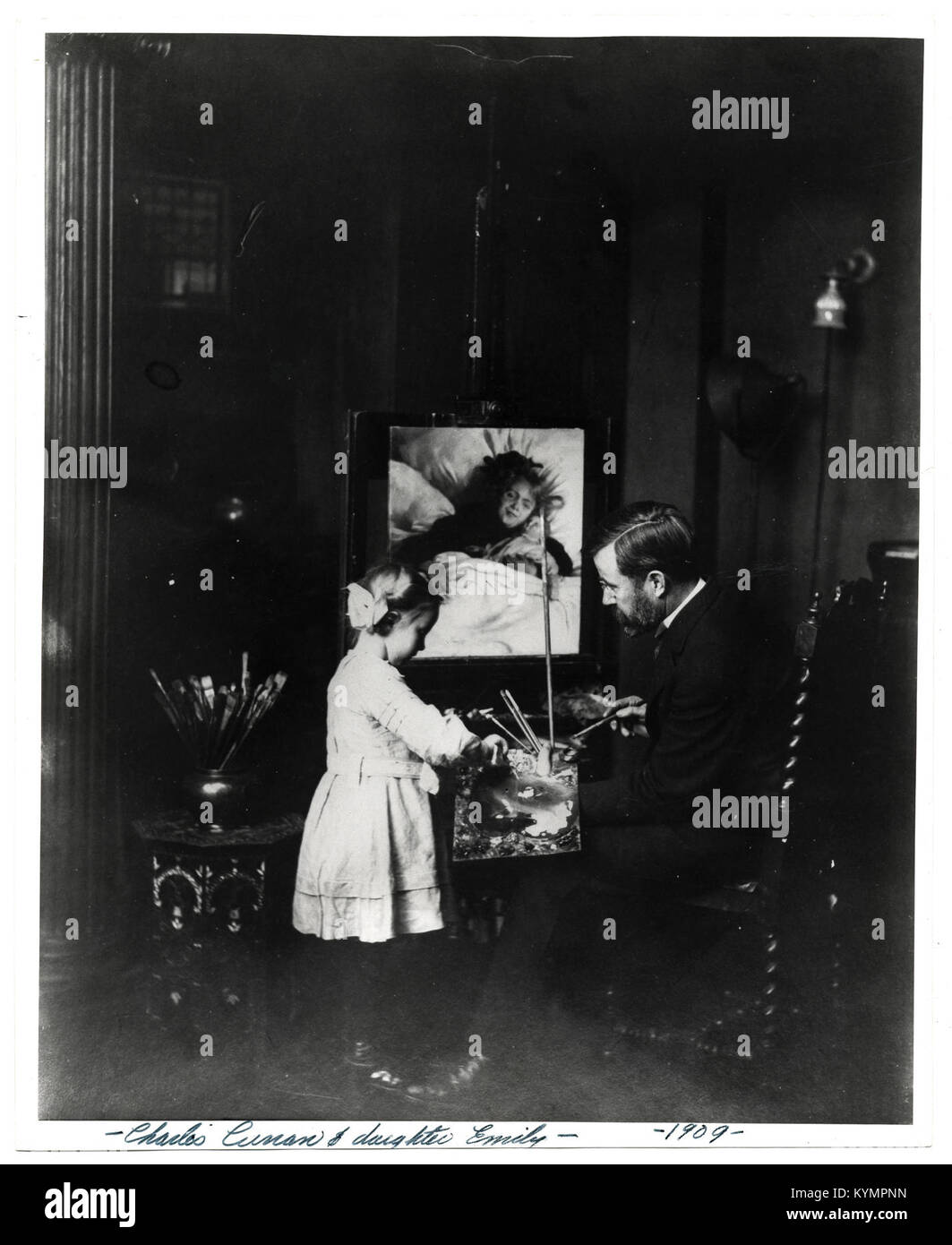 A historical photograph of Charles C. Curran, an American artist, with ...