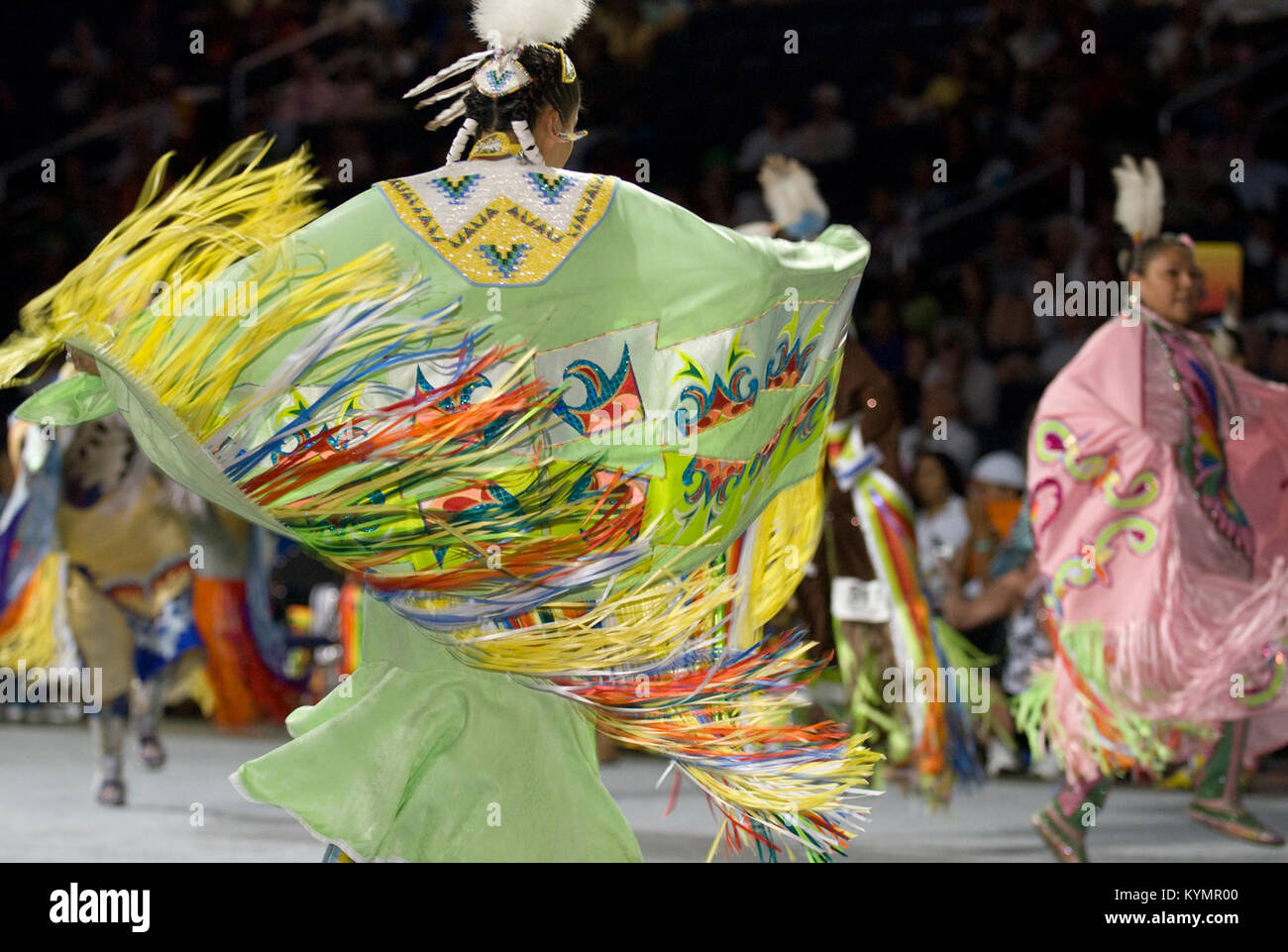 A photograph from the 2007 Powwow showing Native American dancers in ...