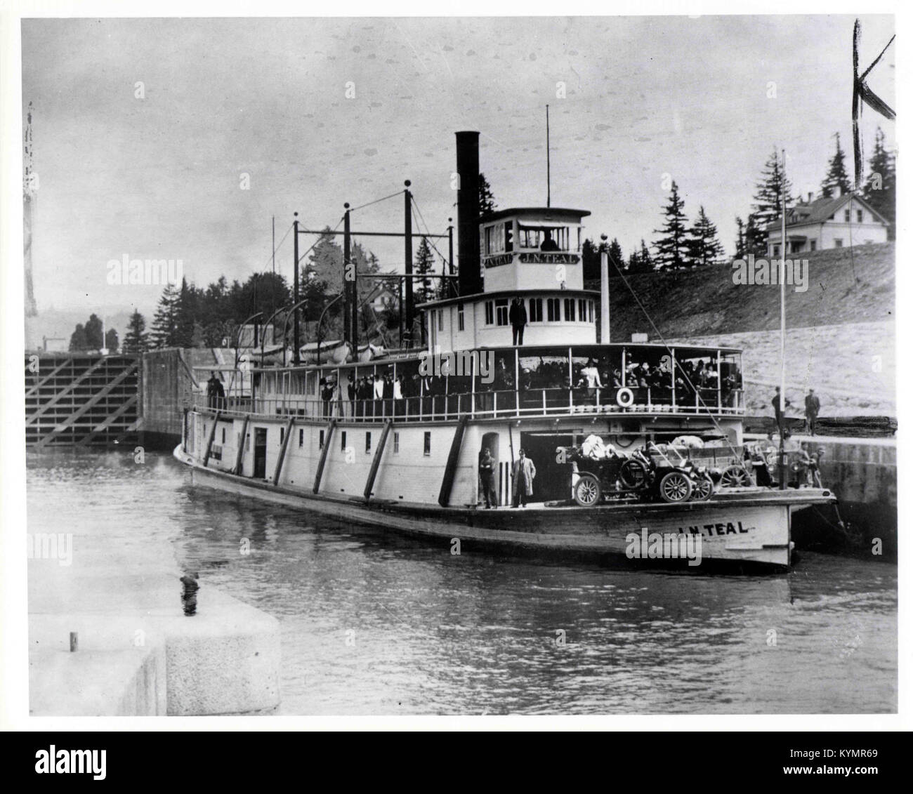 The Sternwheeler J.N. Teal is pictured in the 1910s navigating the ...