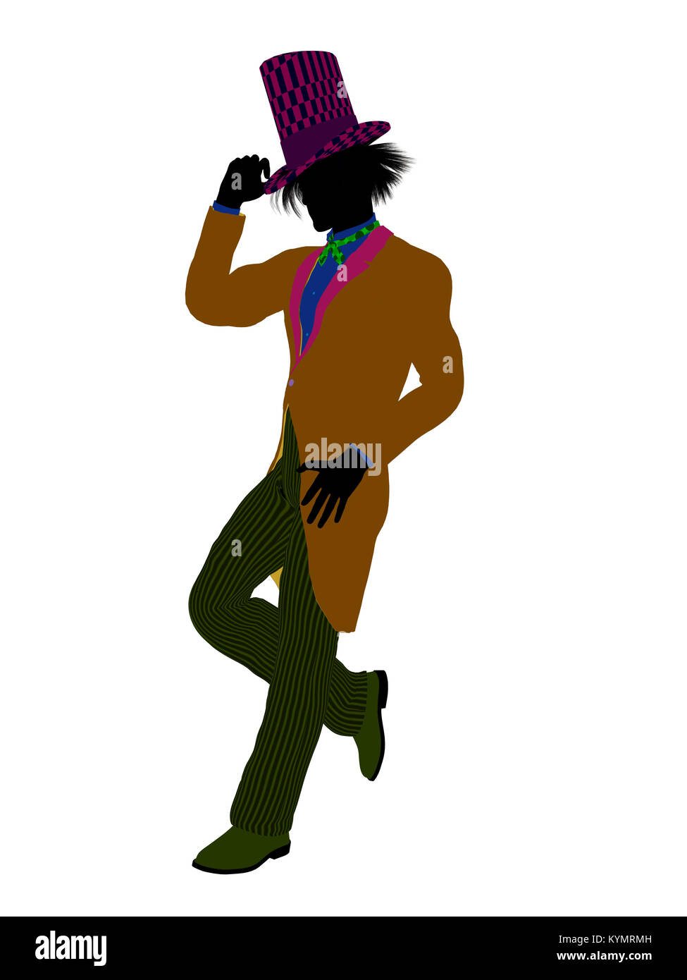 Madhatter from Allice in wonderland illustration silhouette on a white ...