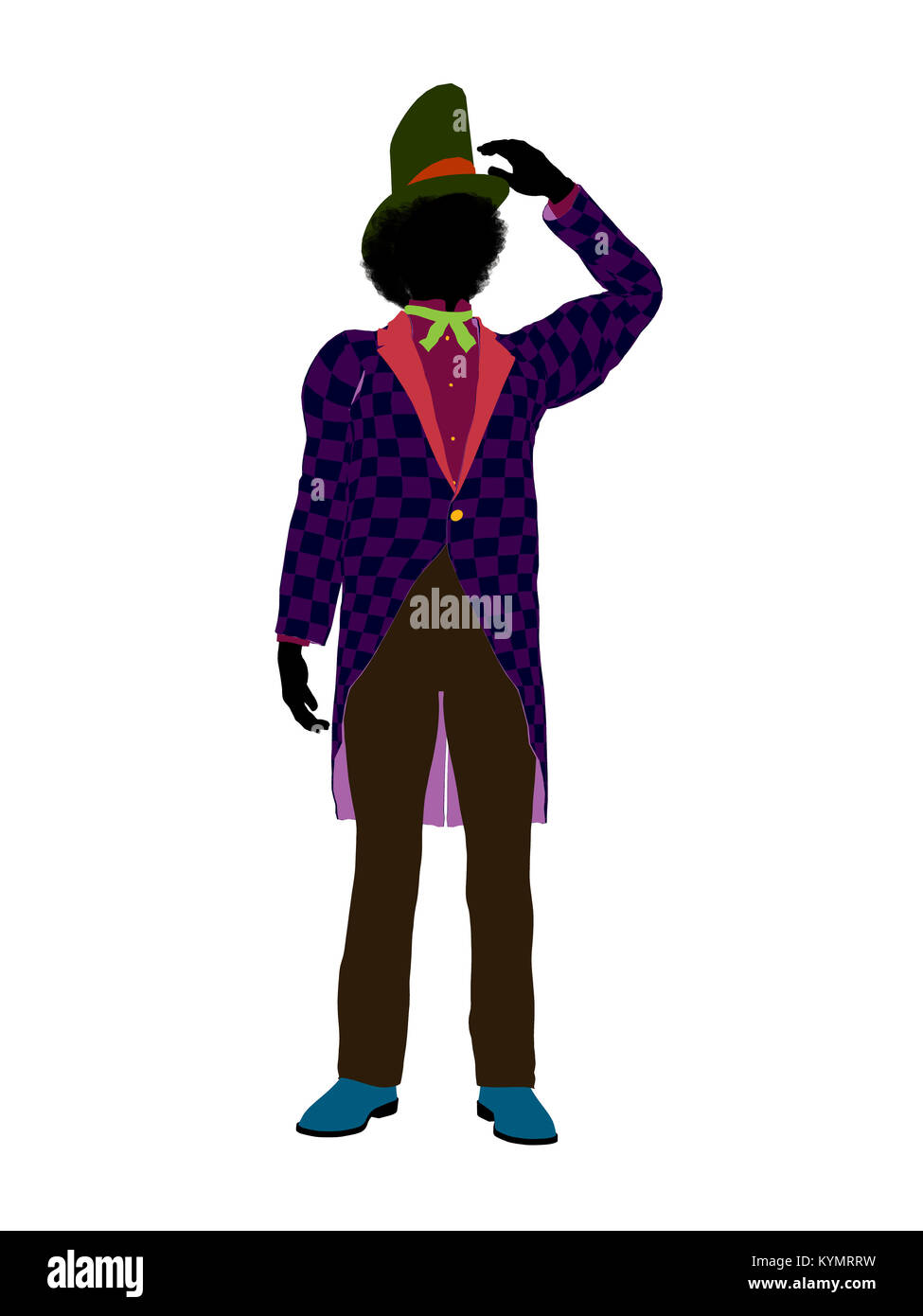 Madhatter from Allice in wonderland illustration silhouette on a white ...