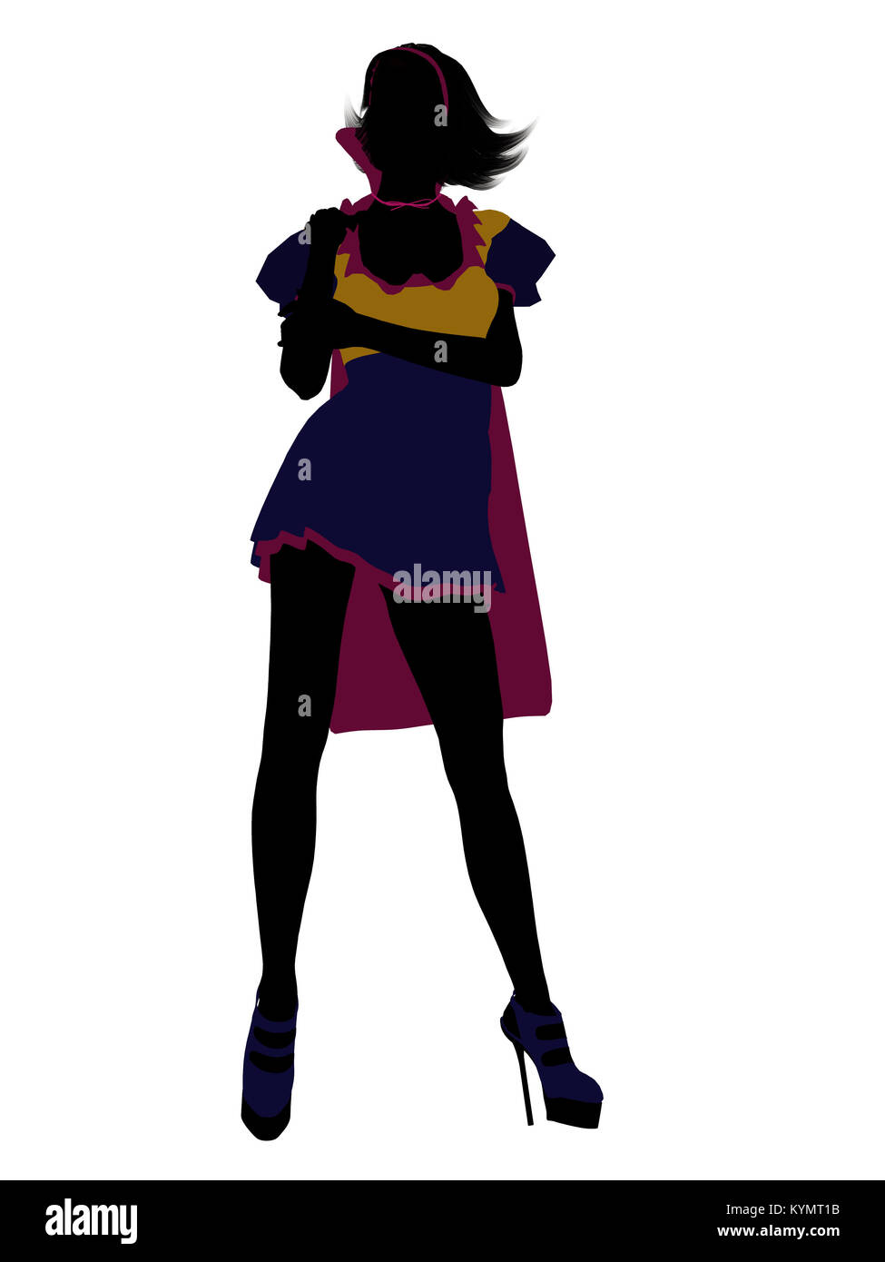 Snow White illustration silhouette on a white background Stock Photo ...