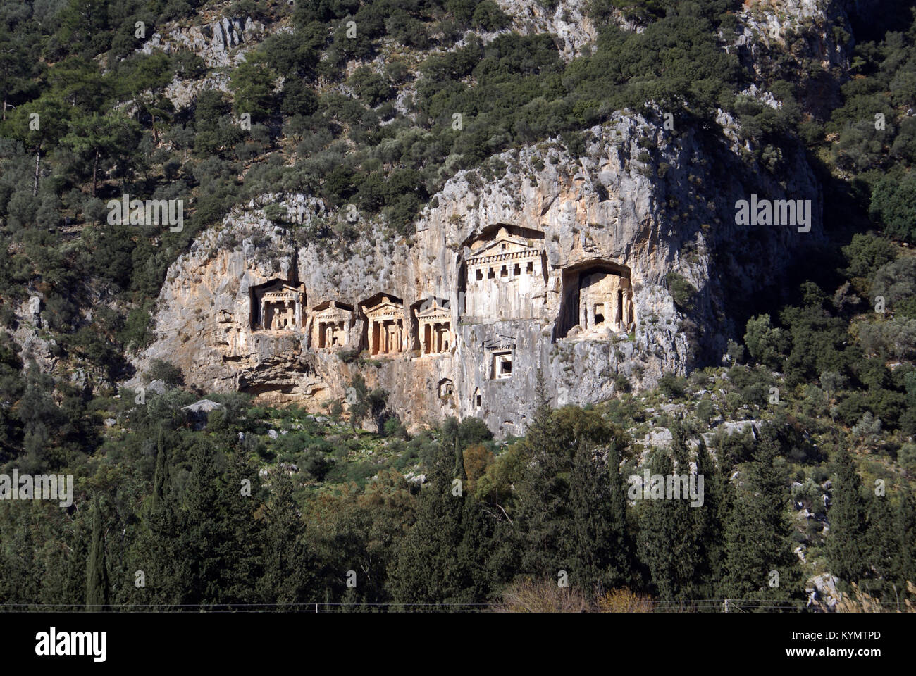 Stone graves in mount, Dalyan, Turkey Stock Photo - Alamy