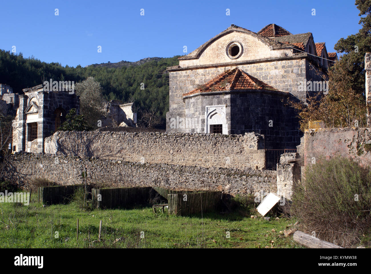 Church in old village Kayakoy, Turkey Stock Photo - Alamy