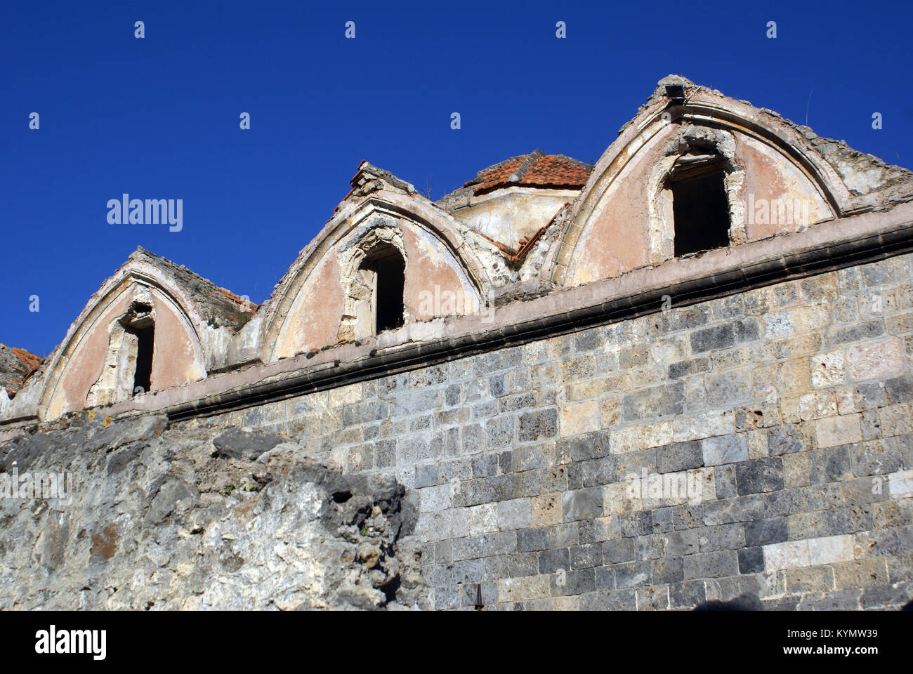 Wall and roof of church in Kayakoy, Turkey Stock Photo - Alamy