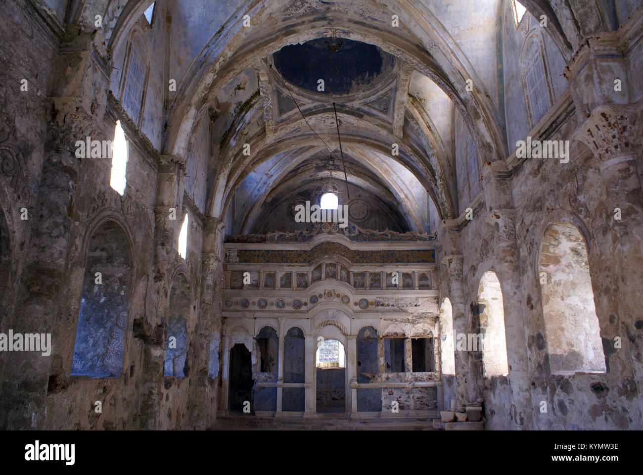 Old ruined church in village Kayakoy, Turkey Stock Photo - Alamy
