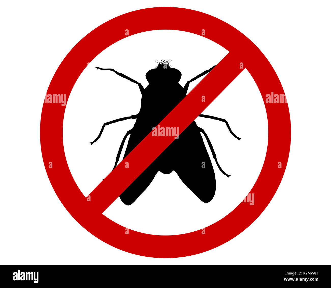 Prohibition sign for flies on white Stock Photo - Alamy