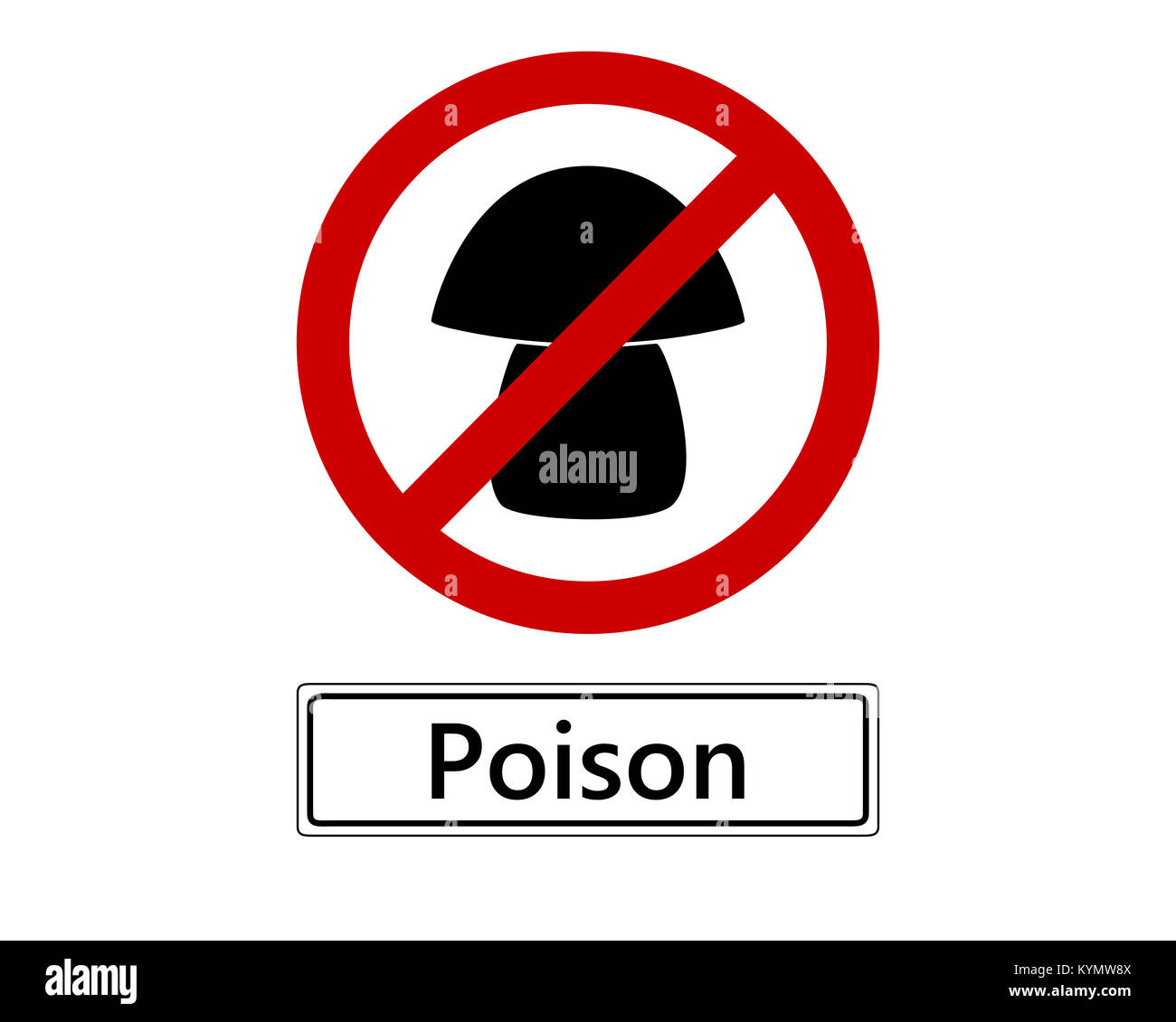Prohibition sign for poisonous mushrooms on white Stock Photo - Alamy