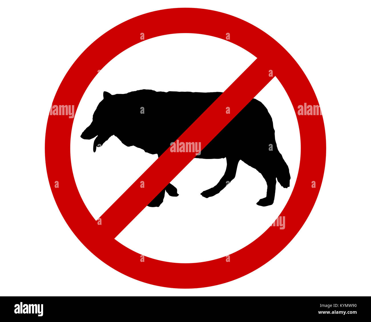 Prohibition sign for wolves on white Stock Photo - Alamy