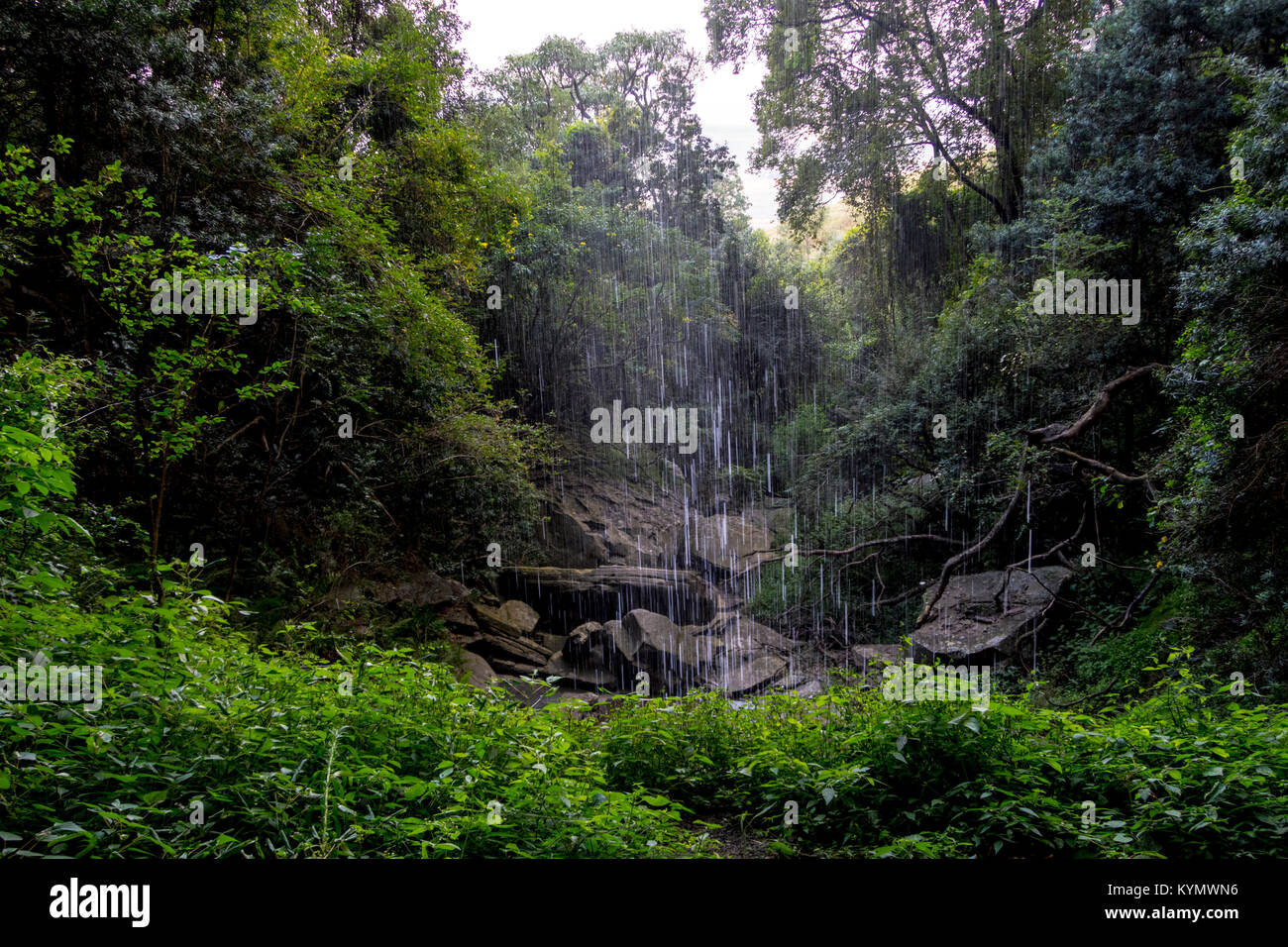 Waterfall seen from the inside, Drakensberg, South Africa Stock Photo ...