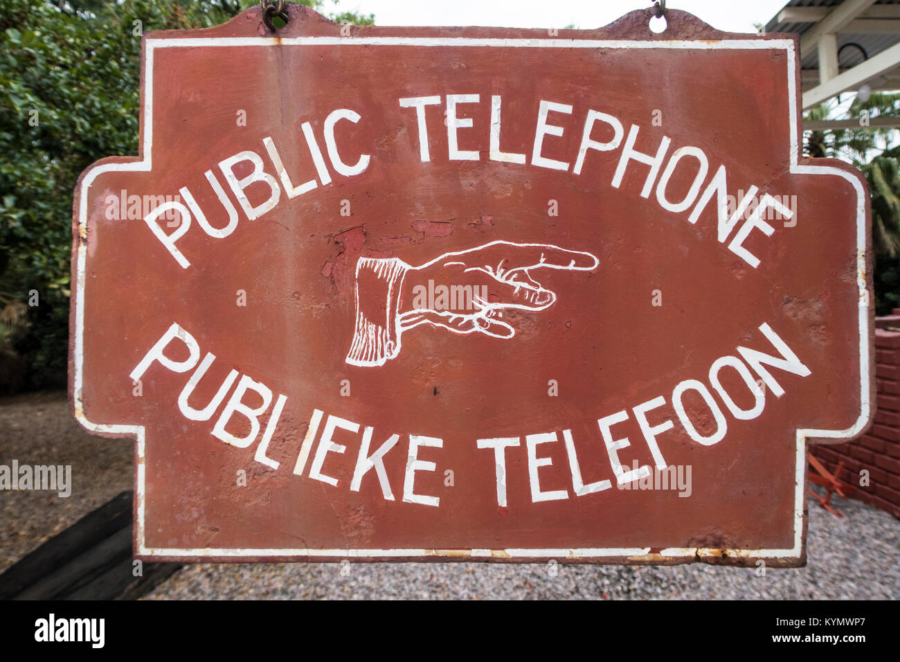 very old information sign about a public telephone, Africa Stock Photo ...