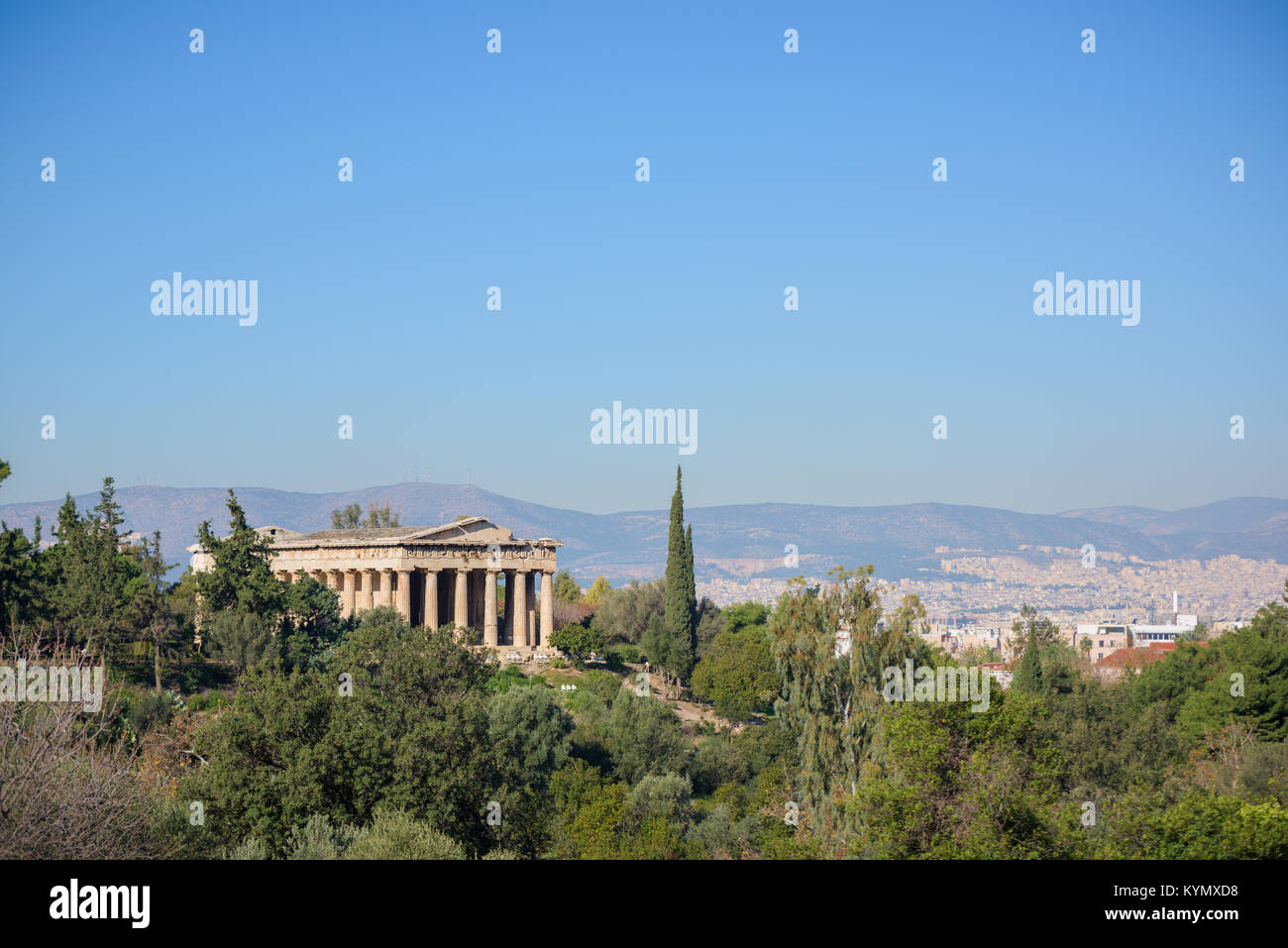 Athens ancient Greek Agora with Hephaistos theatre and city landscape ...