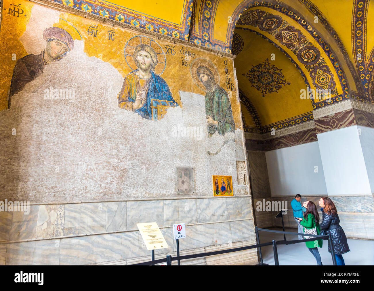 People explore Jesus Christ Pantocrator,Detail from deesis Byzantine ...