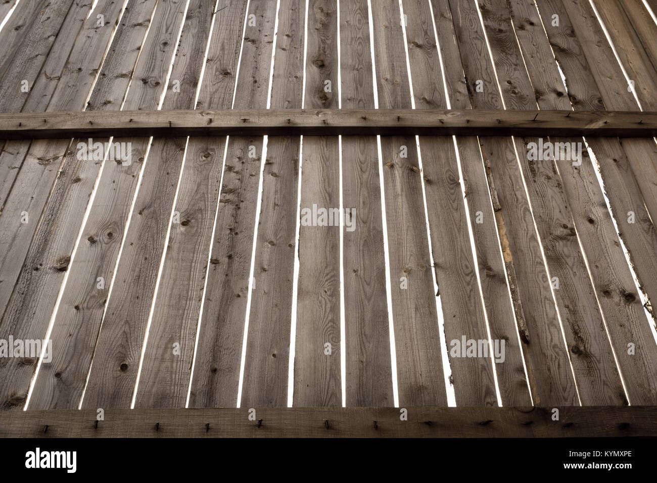 Wooden retro background of old vertical boards with two horizontal ...