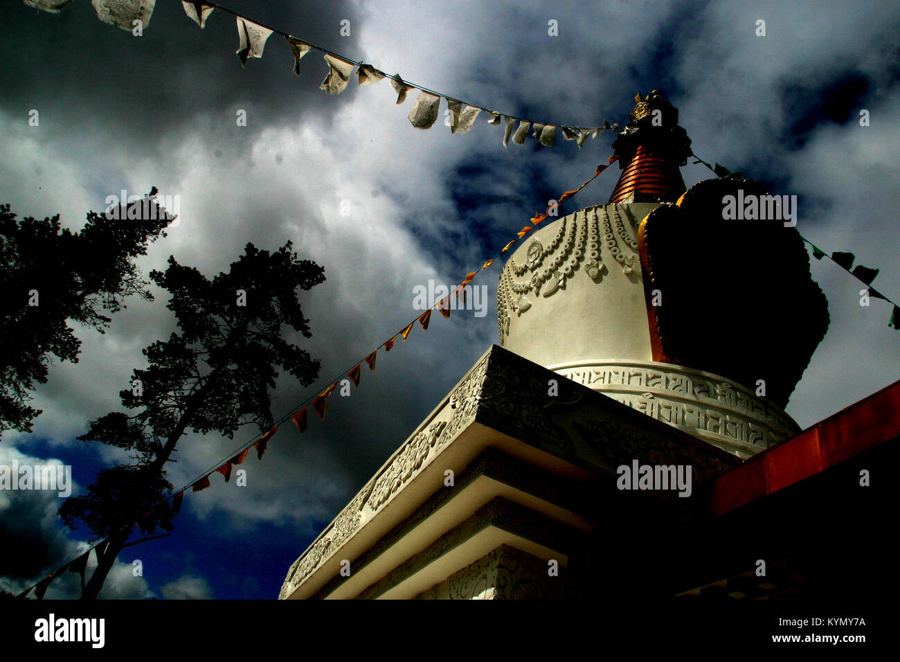 The newly-built Stupa in the grounds of the Buddhist monastery at Samye ...