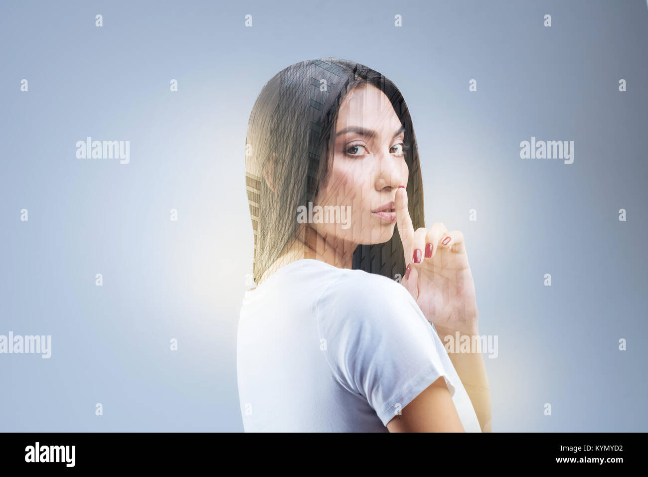 Pretty appealing telling her ideas Stock Photo - Alamy