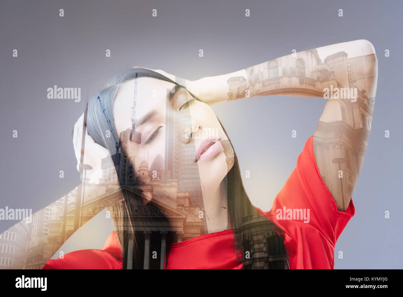 Dreamful meditative woman overloaded with thoughts Stock Photo - Alamy