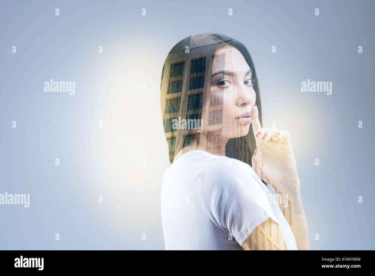 Amazing pleasant woman searching muse Stock Photo - Alamy