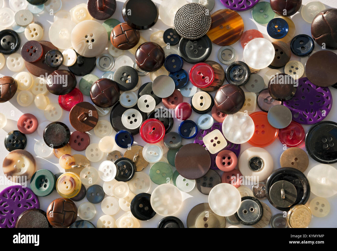 Close up of various mixed Assorted buttons button assortment Stock ...