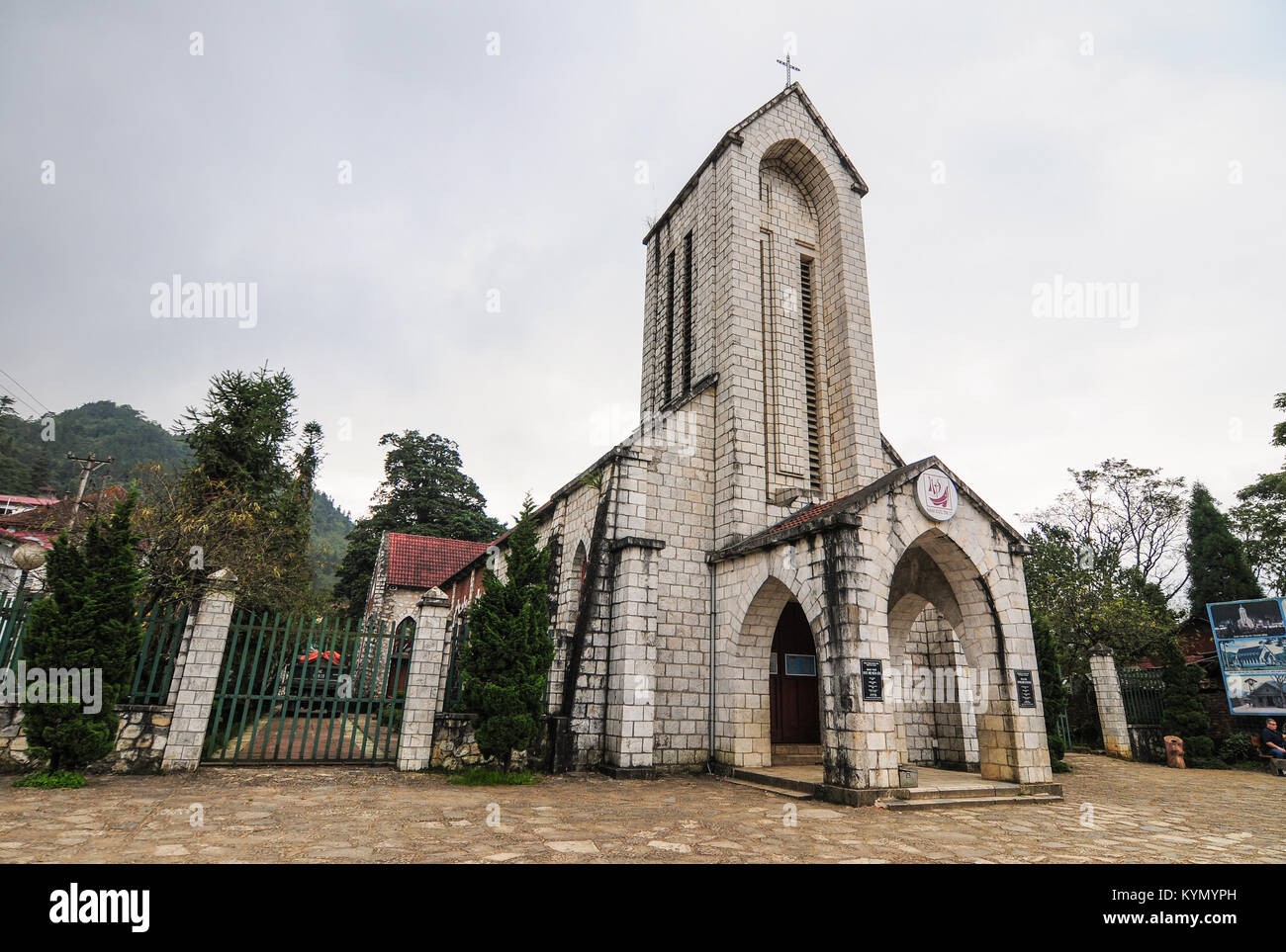 Sapa, Vietnam - Sep 20, 2013. Stone Church at downtown in Sapa ...