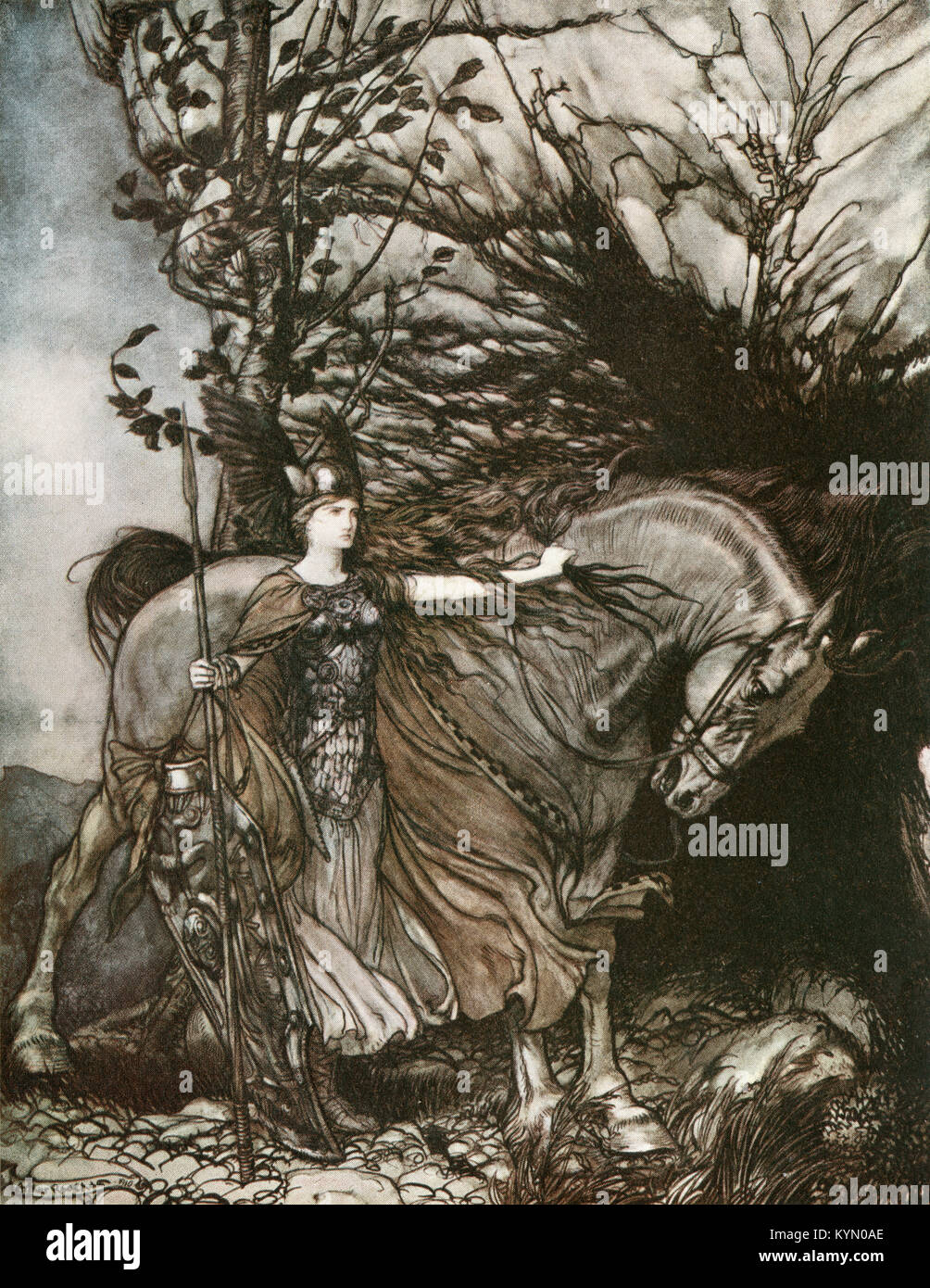 An illustration by Arthur Rackham from 'The Rhinegold & The Valkyrie ...