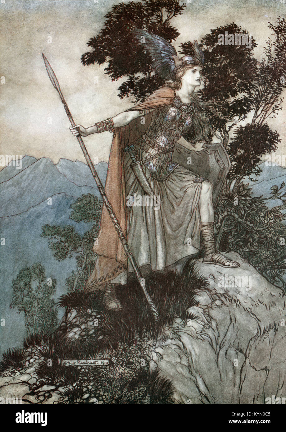 An illustration by Arthur Rackham from 'The Rhinegold & The Valkyrie ...