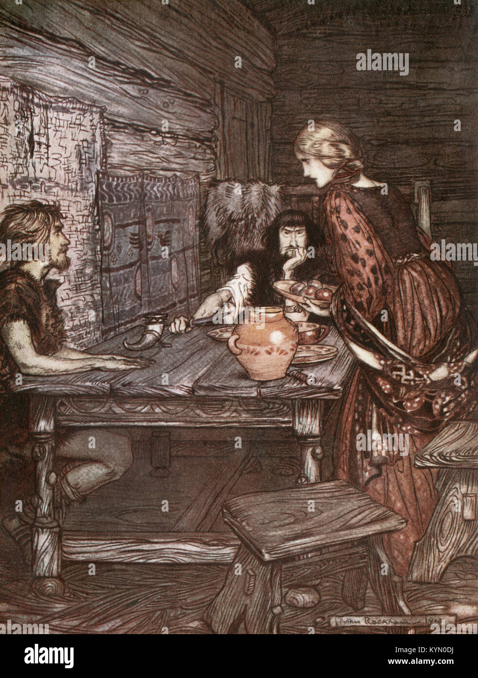 An illustration by Arthur Rackham from 'The Rhinegold & The Valkyrie ...