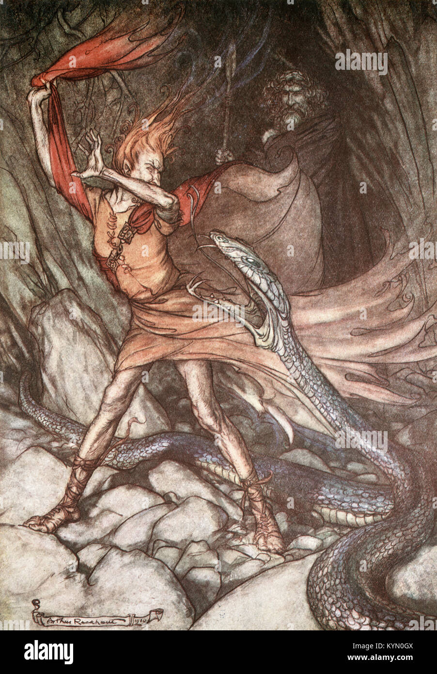 An illustration by Arthur Rackham from 'The Rhinegold & The Valkyrie ...