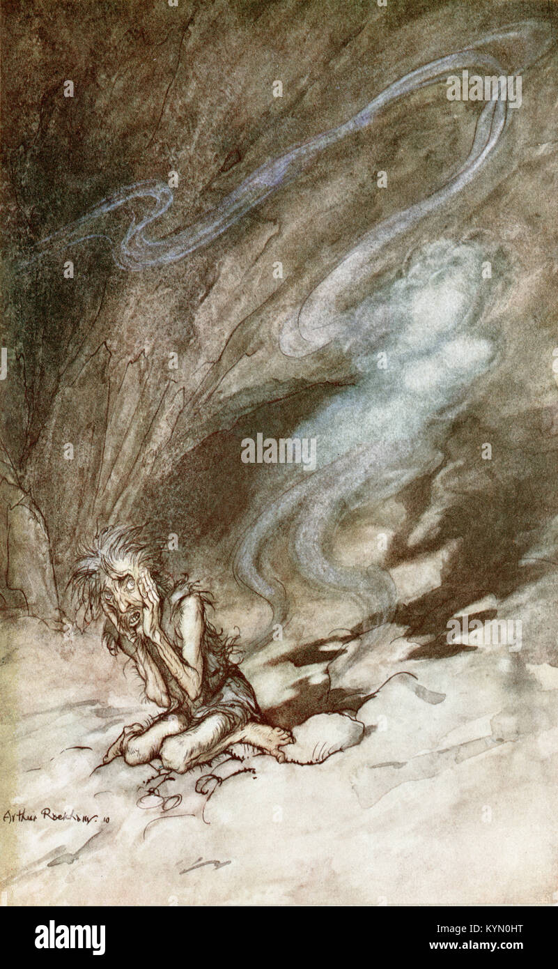 An illustration by Arthur Rackham from 'The Rhinegold & The Valkyrie ...