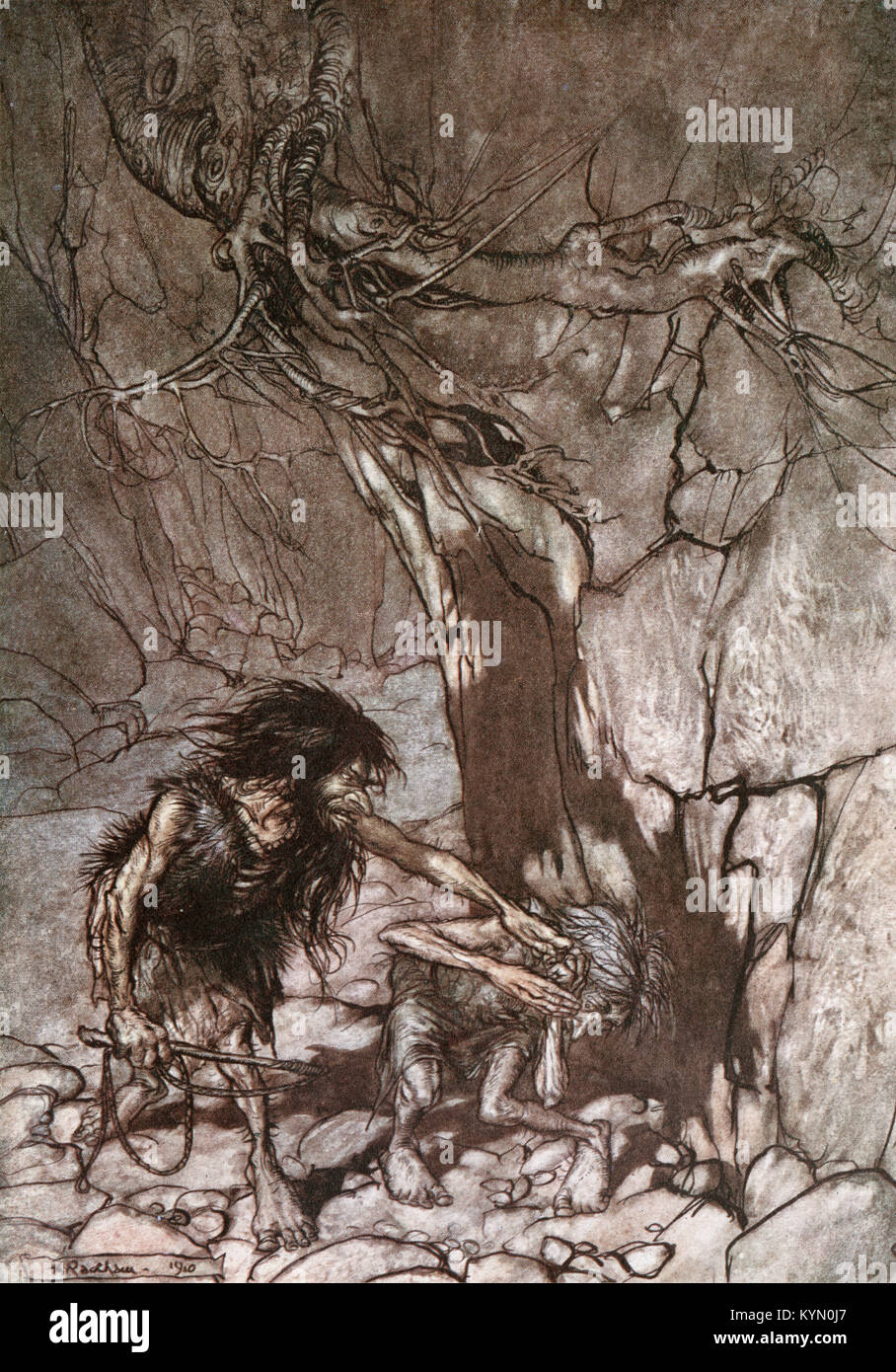 An illustration by Arthur Rackham from 'The Rhinegold & The Valkyrie ...
