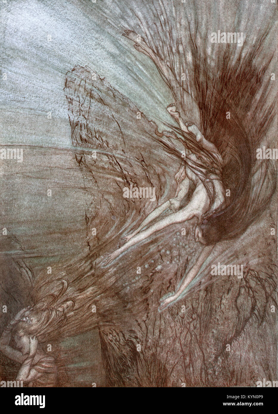 An illustration by Arthur Rackham from 'The Rhinegold & The Valkyrie ...
