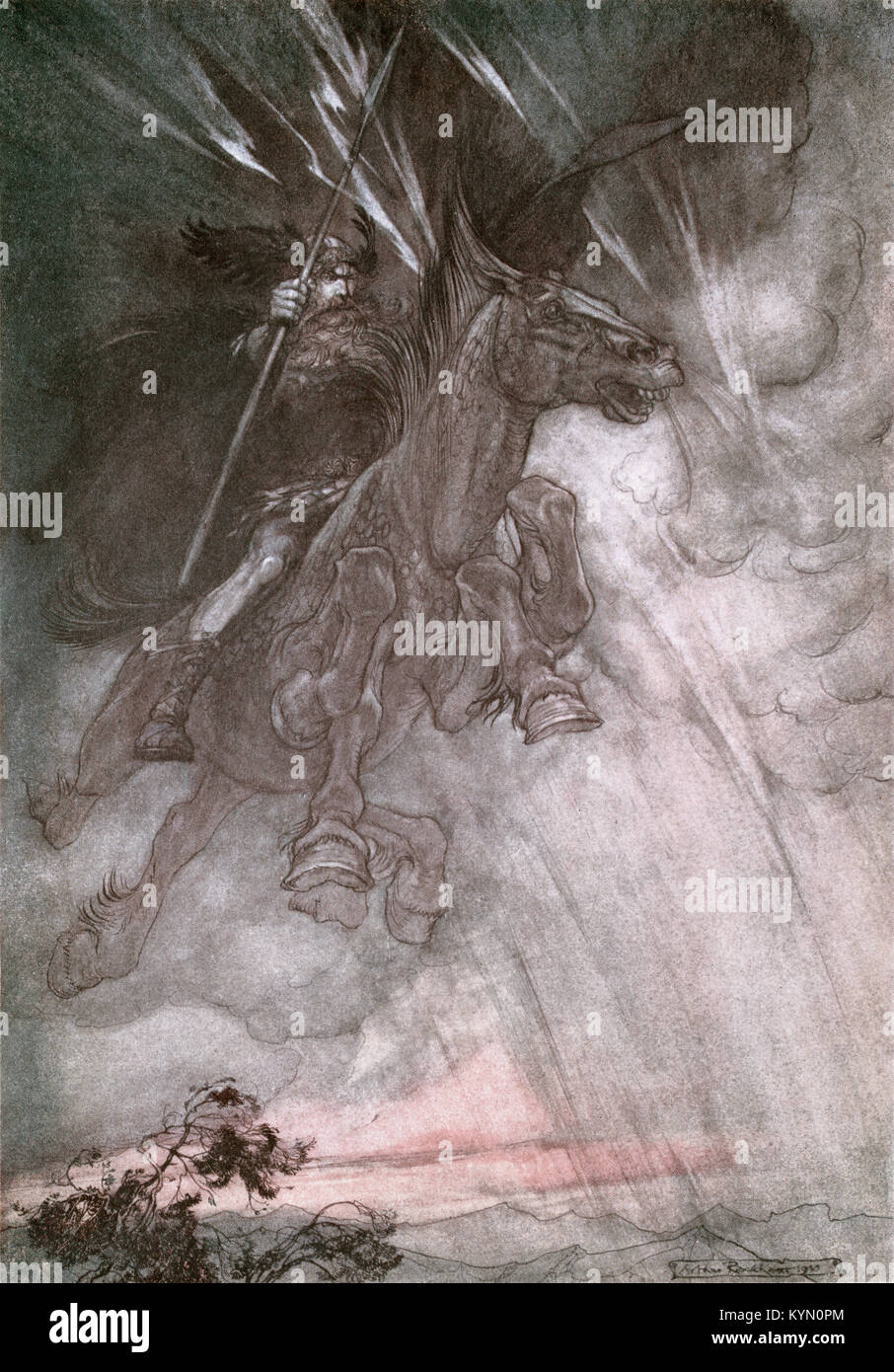 An illustration by Arthur Rackham from 'The Rhinegold & The Valkyrie ...