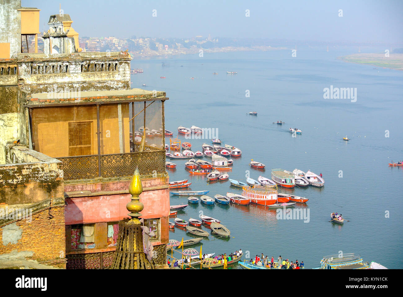 riverboats Ganges river Varanasi India Stock Photo - Alamy